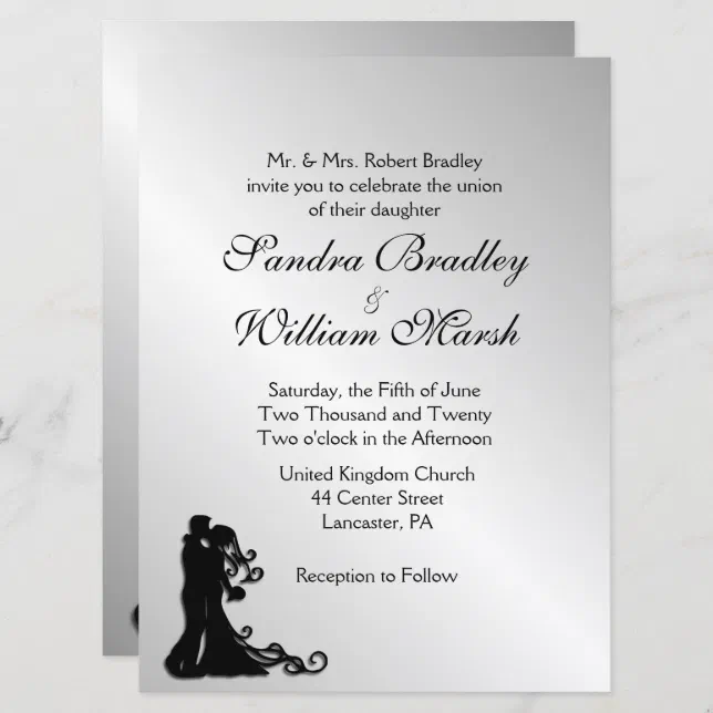 Stunning Silver Wedding Invitation | Zazzle