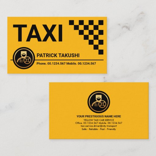 Stunning Taxi Check Boxes Cab Driver Business Card | Zazzle