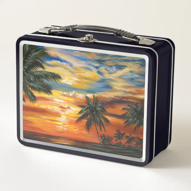 Stunning Tropical Sunset Metal Lunch Box | Zazzle