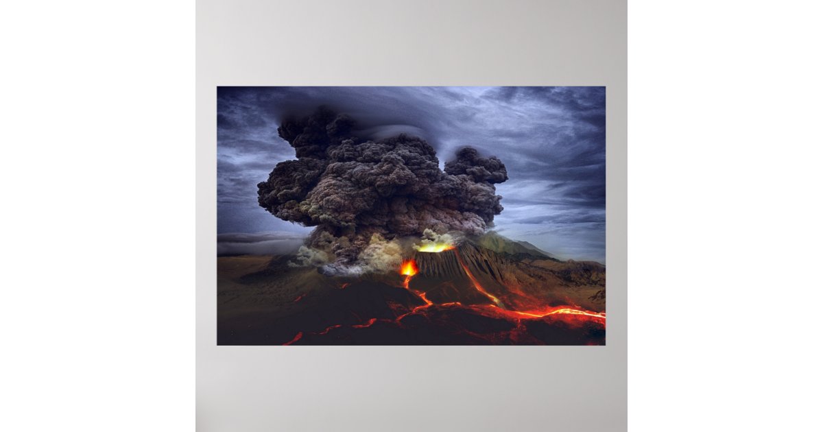 Stunning volcano eruption poster | Zazzle