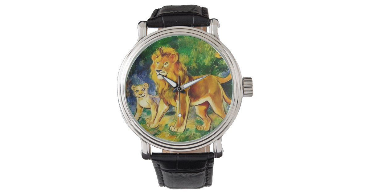 Stunning Wrist Watch with Elegant and exotic Lion. | Zazzle