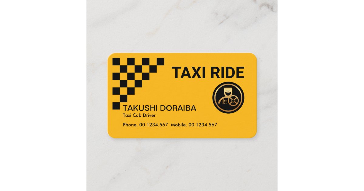 Stunning Yellow Taxi Check Boxes Cab Driver Business Card | Zazzle