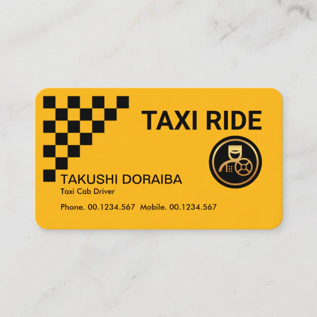 Stunning Yellow Taxi Check Boxes Cab Driver Business Card | Zazzle