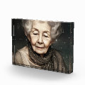 Stunningly Beautiful Old Woman Digital Art Photo Block | Zazzle