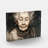 Stunningly Beautiful Old Woman Digital Art Photo Block | Zazzle