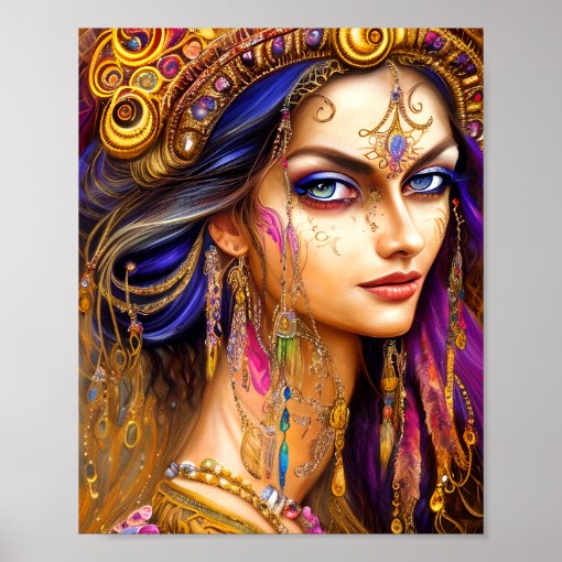 Stunningly Realistic Gypsy Lady Triptych Poster | Zazzle