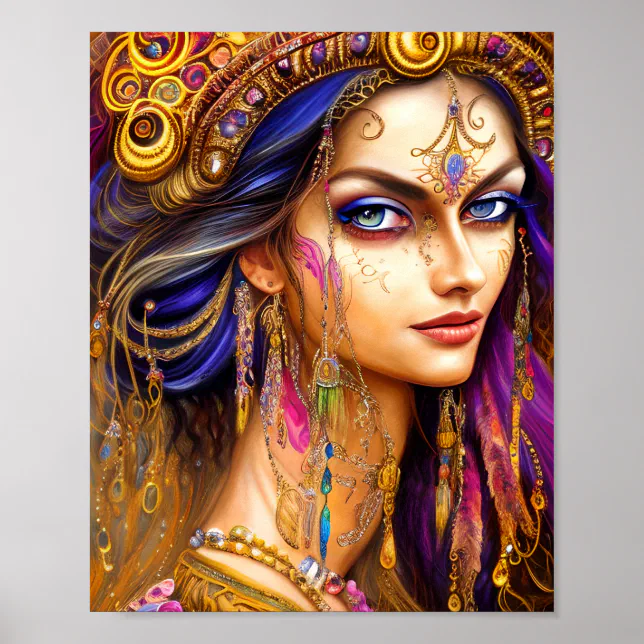 Stunningly Realistic Gypsy Lady Triptych Poster | Zazzle