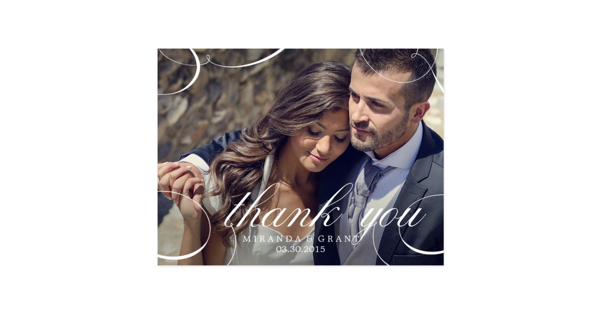 Stunningly Scripted Wedding Photo Thank You Card | Zazzle.com