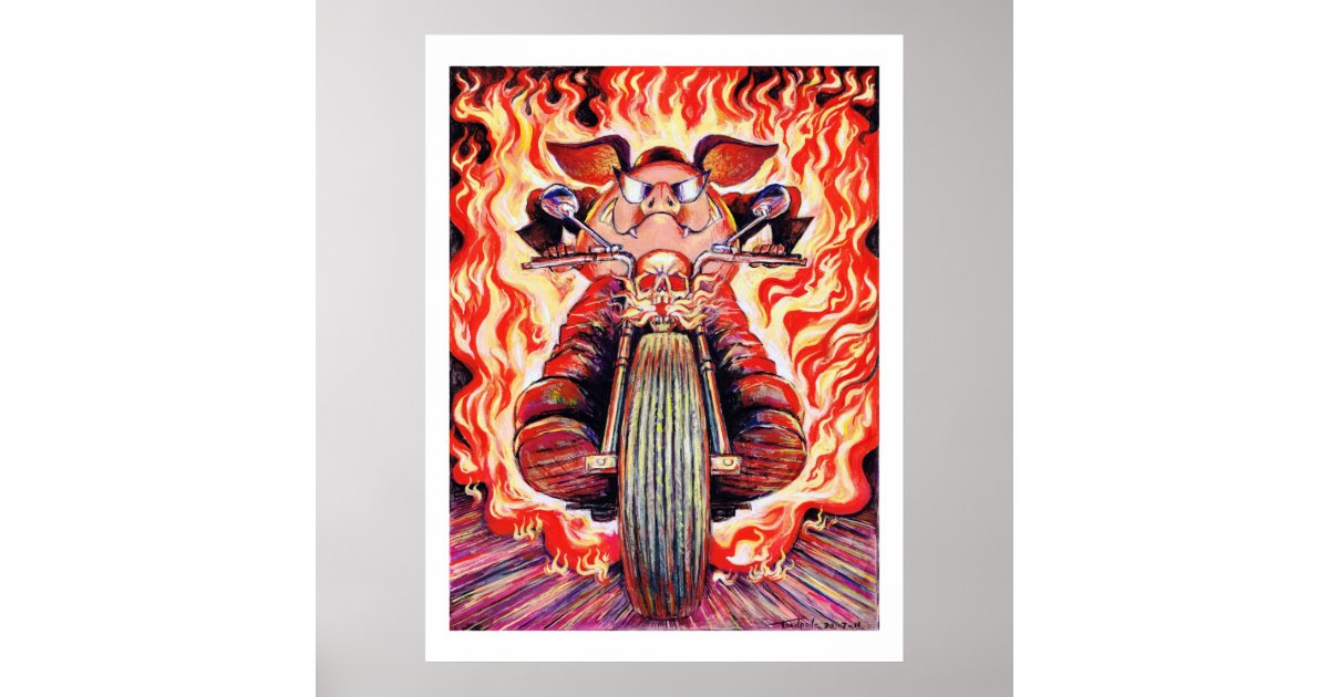 Stunt Riding Pig Poster | Zazzle