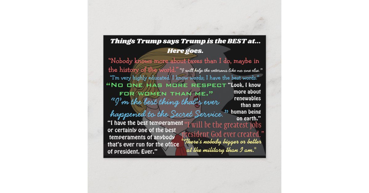 Stupid Things Donald Trump Said Postcards | Zazzle