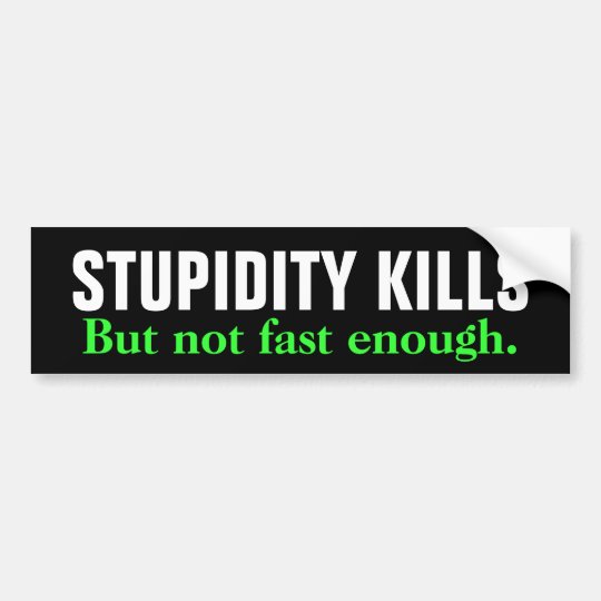 STUPIDITY KILLS But not fast enough. Bumper Sticker | Zazzle.com