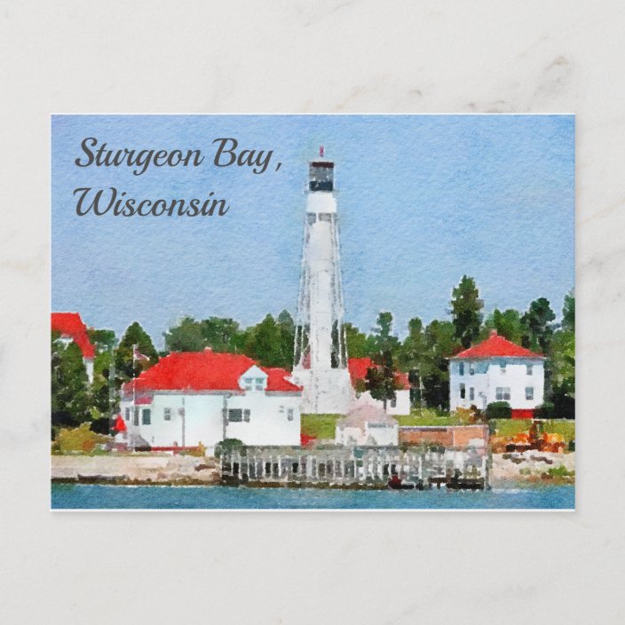 Sturgeon Bay Lighthouse, Door County, Wisconsin Postcard | Zazzle.com