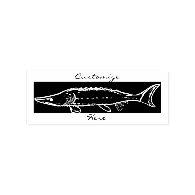 sturgeon swimming rubber stamp | Zazzle