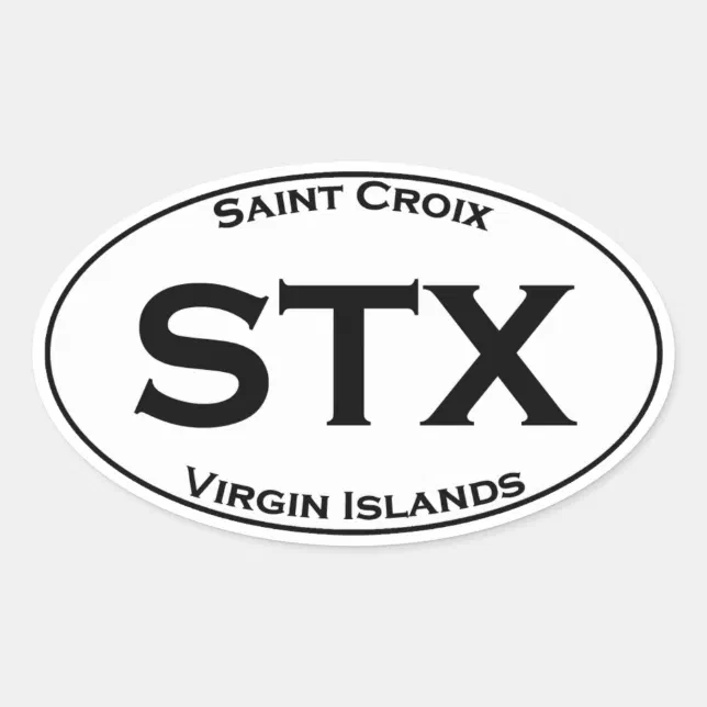 STX - Saint Croix Virgin Islands Euro Style Oval Oval Sticker | Zazzle