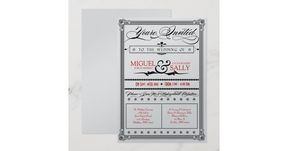 Stylin Metallic Red & Black DIY Wedding Invitation | Zazzle