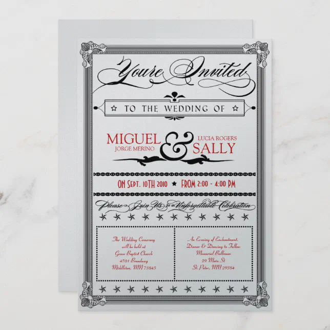Stylin Metallic Red & Black DIY Wedding Invitation | Zazzle