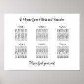 Stylish 6 Table Wedding Seating Chart Poster | Zazzle