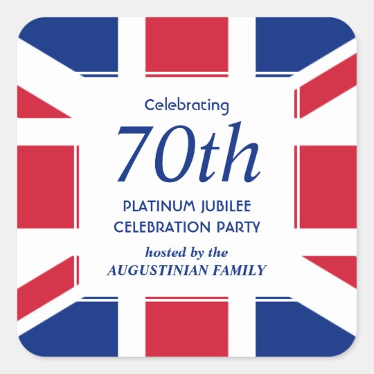 Stylish 70th Platinum Jubilee UNION JACK Square Sticker | Zazzle.com