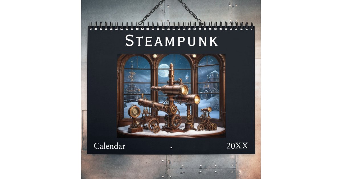 Stylish Aesthetic Retro Cool Cogs Gears Steampunk Calendar | Zazzle
