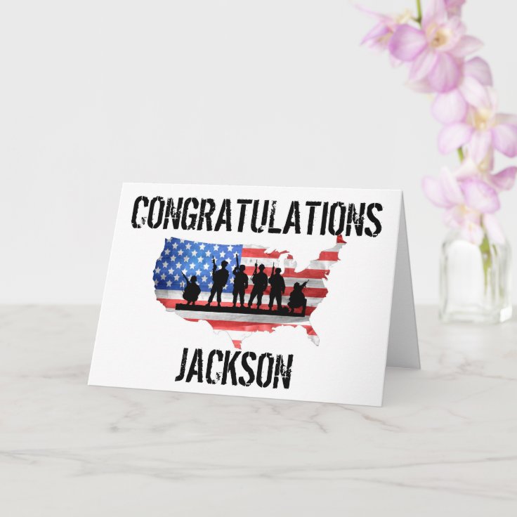 Stylish American Personalized Army Graduation Card | Zazzle