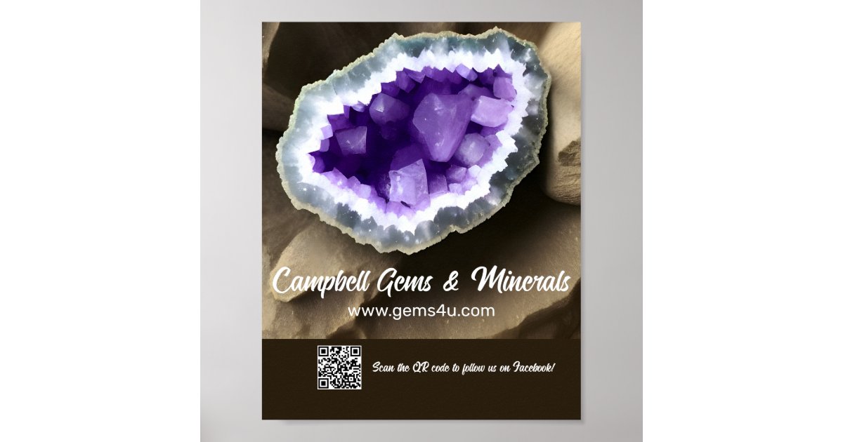 Stylish Amethyst Geode Custom QR Sign | Zazzle