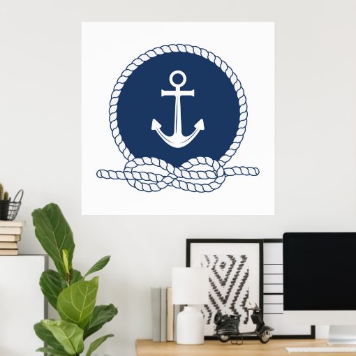 Stylish Anchor And Rope Poster | Zazzle