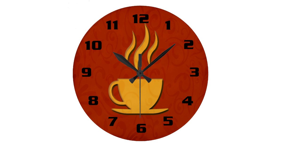 Stylish and Elegant Coffee or Tea Cup Kitchen Large Clock | Zazzle
