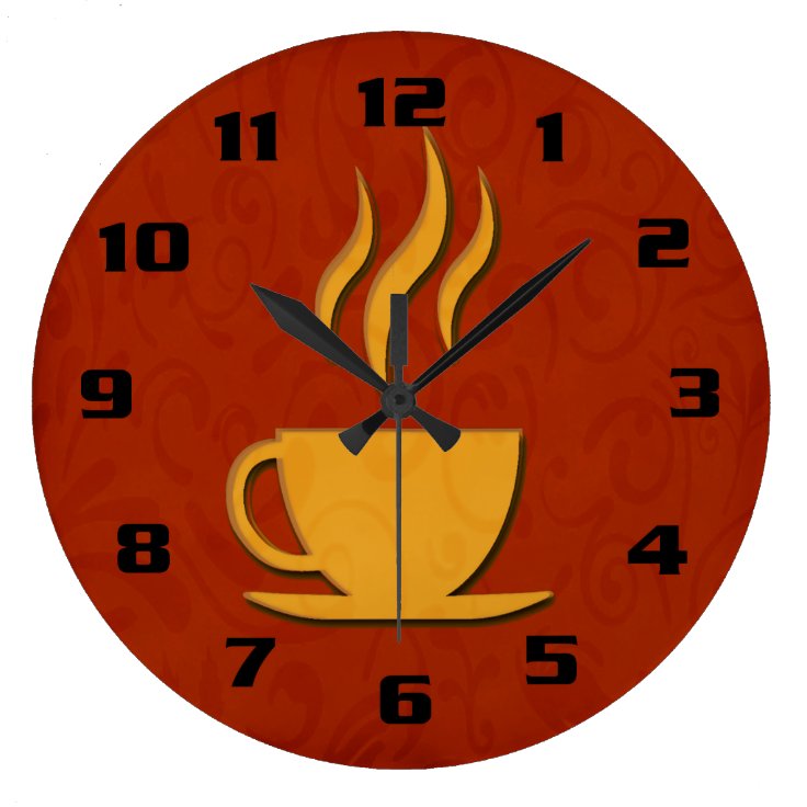 Stylish and Elegant Coffee or Tea Cup Kitchen Large Clock | Zazzle
