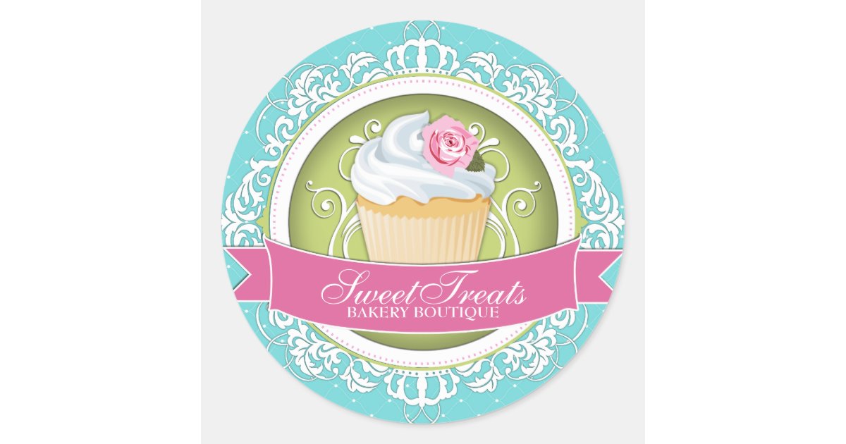 Stylish and Elegant Cupcake Box Stickers | Zazzle