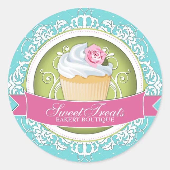 Stylish and Elegant Cupcake Box Stickers | Zazzle