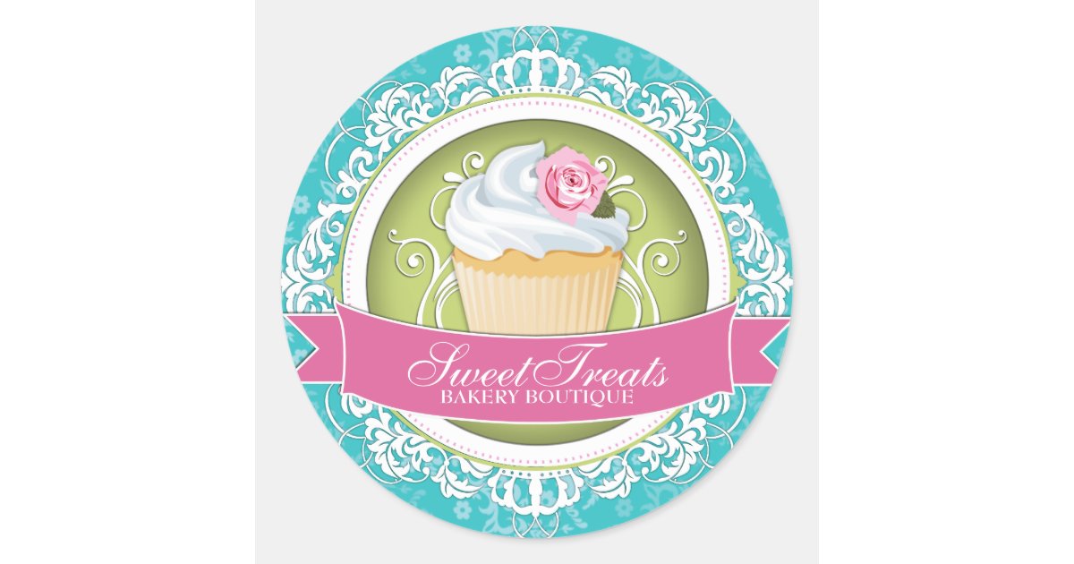 Stylish and Elegant Cupcake Box Stickers | Zazzle