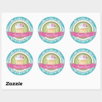 Stylish and Elegant Cupcake Box Stickers | Zazzle