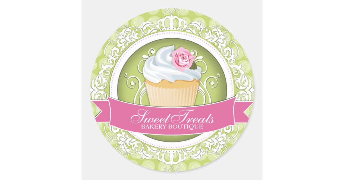 Stylish and Elegant Cupcake Box Stickers | Zazzle