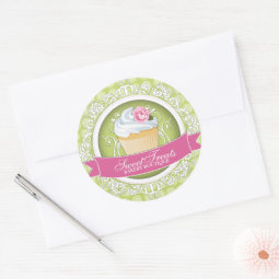 Stylish and Elegant Cupcake Box Stickers | Zazzle