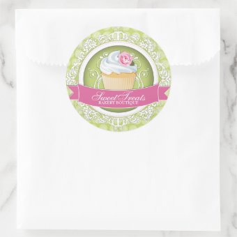 Stylish and Elegant Cupcake Box Stickers | Zazzle