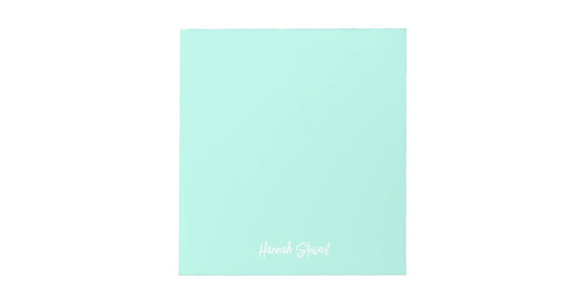 Stylish and Trendy Mint Green Minimalist Girly Notepad | Zazzle