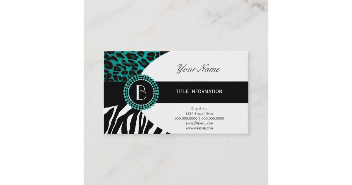 Stylish Animal Prints Zebra and Leopard Patterns Business Card | Zazzle