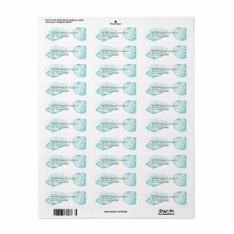 Stylish Aqua Seashells Label | Zazzle
