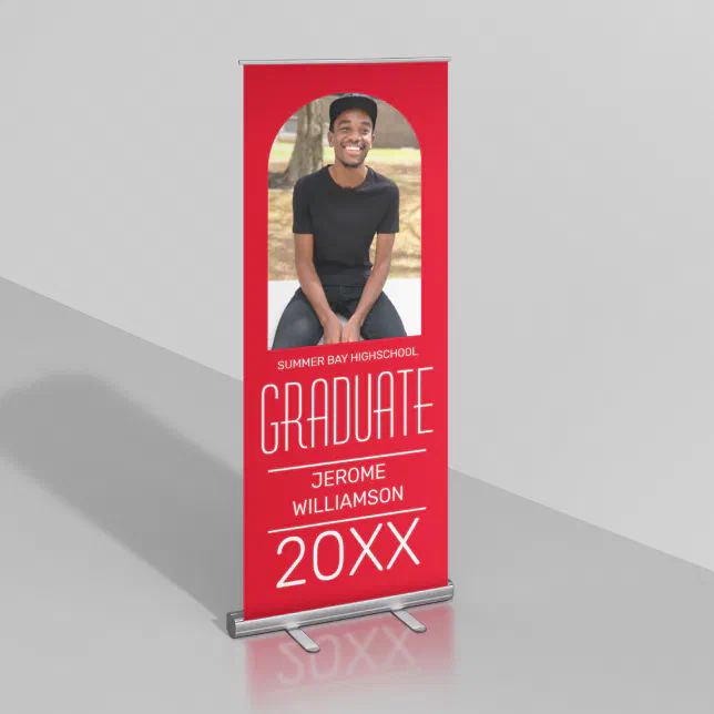 Stylish Arch Photo Graduation Retractable Banner | Zazzle