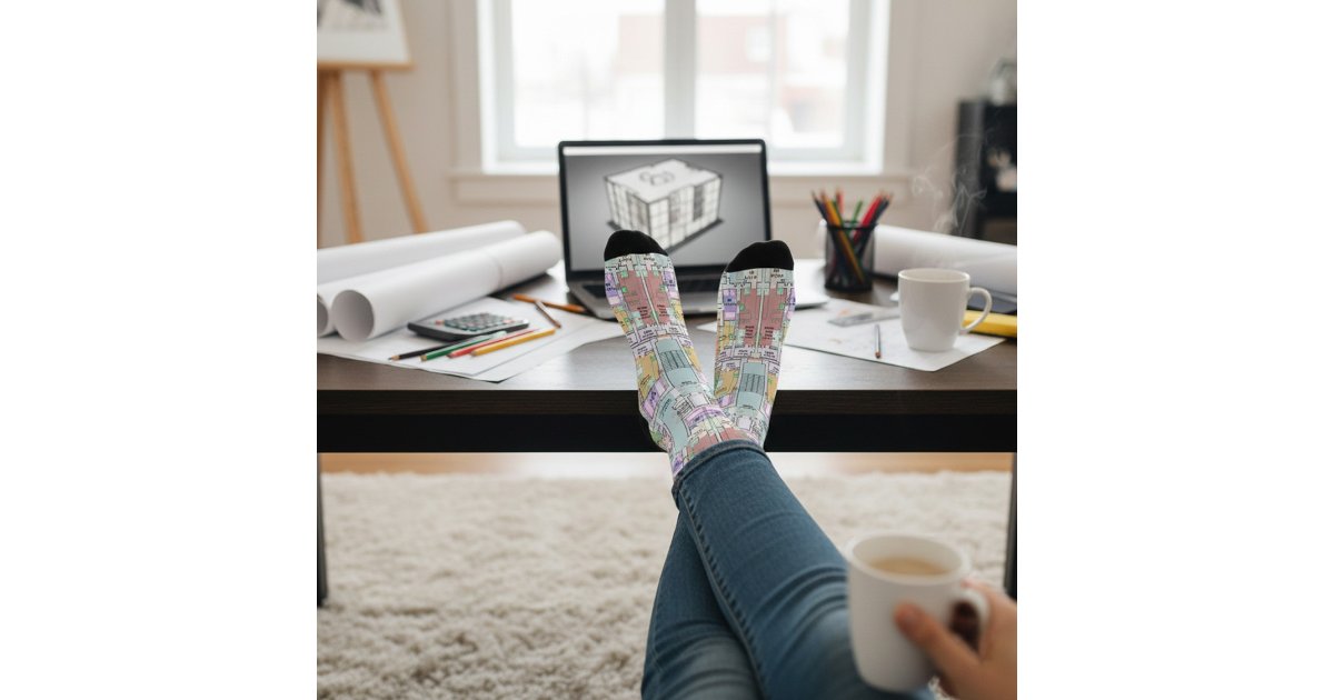 Stylish Architectural Blueprint Socks | Zazzle