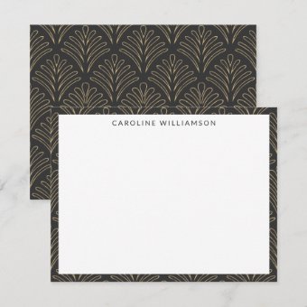 Stylish Art Deco Line Art Black Personalized Name Note Card | Zazzle