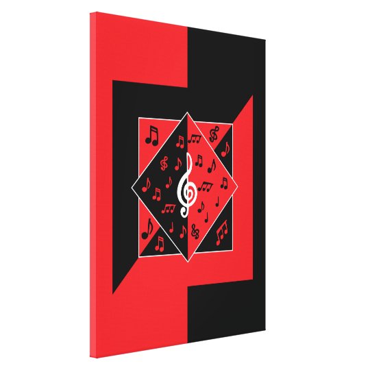 Stylish Art Deco Music Notes Red Black White Canvas Print | Zazzle.com