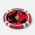 Stylish Art Deco Music Notes Red Black White Poker Chips | Zazzle