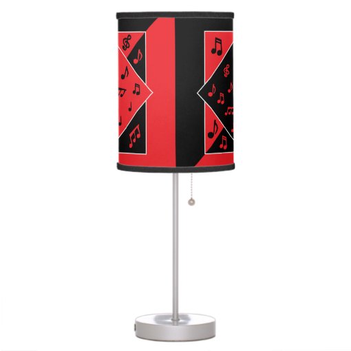 Stylish Art Deco Music Notes Red Black White Table Lamp | Zazzle