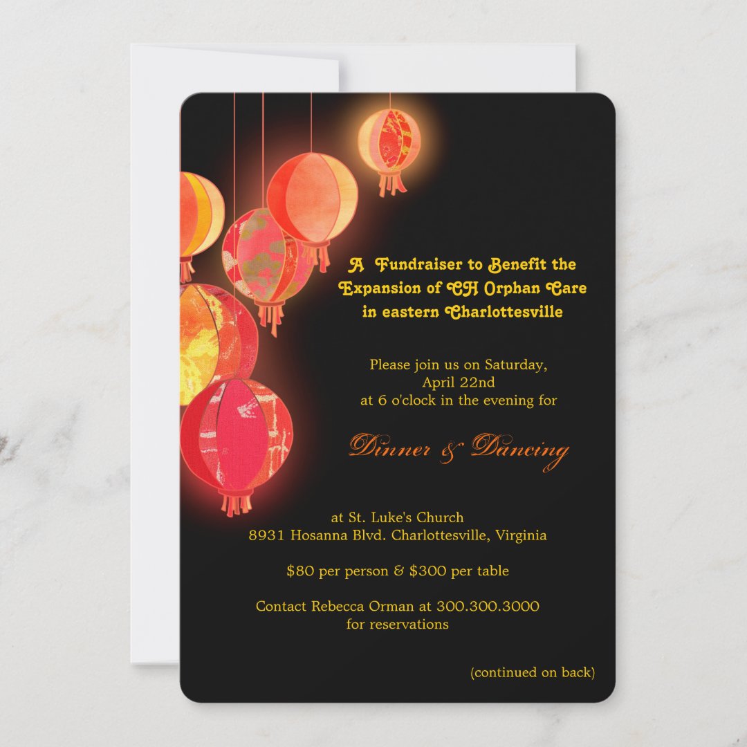 Stylish Asian Themed Fundraising Event Invitation | Zazzle