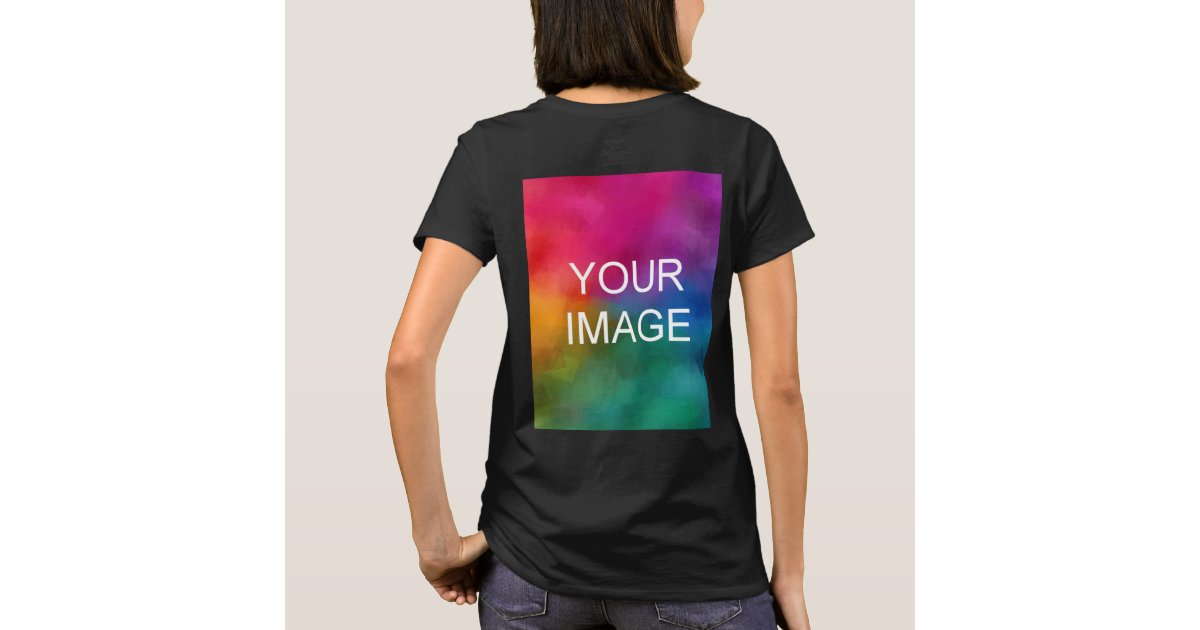 Stylish Back Side Print Design Black Womens Modern T-Shirt | Zazzle