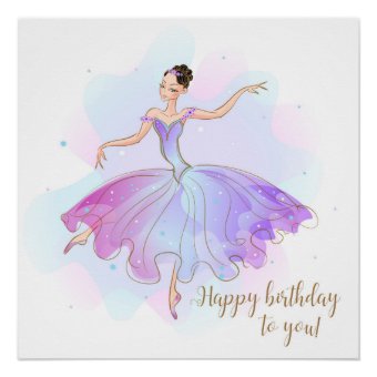 Stylish Ballerina Birthday Wishes | Birthday Poster | Zazzle