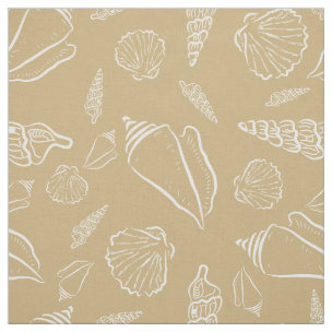 Beach Inspired Fabric|Stylish Teal Clam Shells Fabric | Zazzle