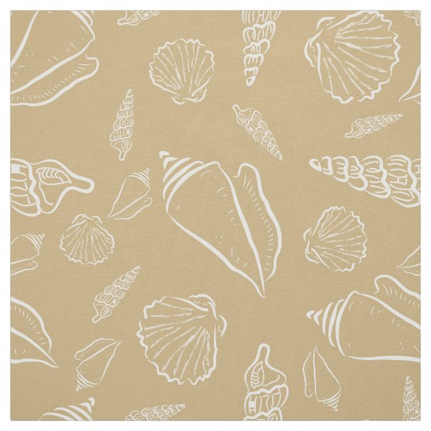 Beach Inspired Fabric|Stylish Teal Clam Shells Fabric | Zazzle