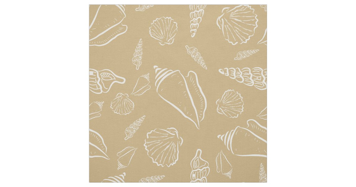 Stylish Beach Sand Sea Shells Pattern Fabric | Zazzle